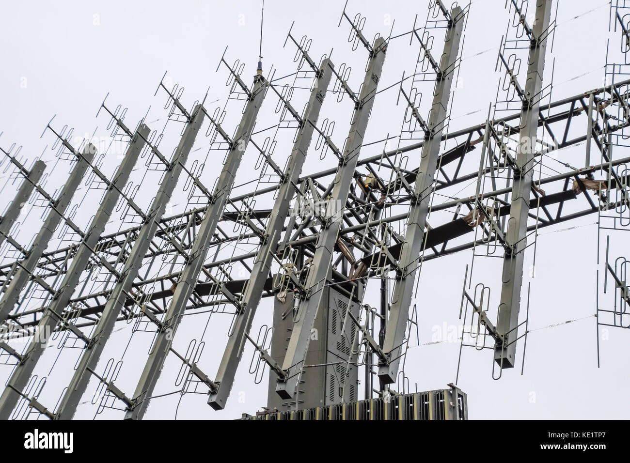 Military radar antenna. A grid of small antennas collected large Stock ...