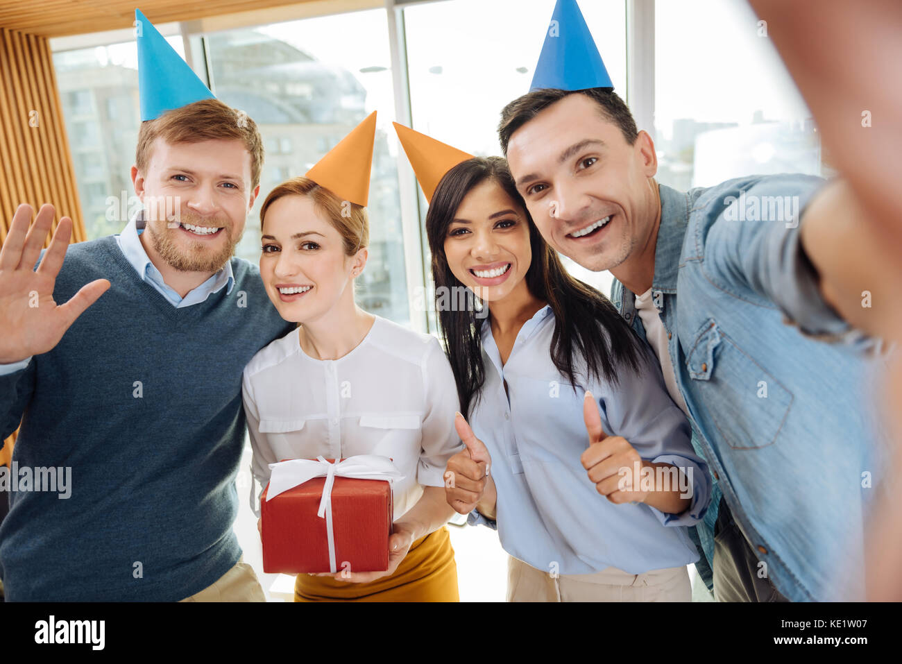 Happy colleagues having great party Stock Photo - Alamy