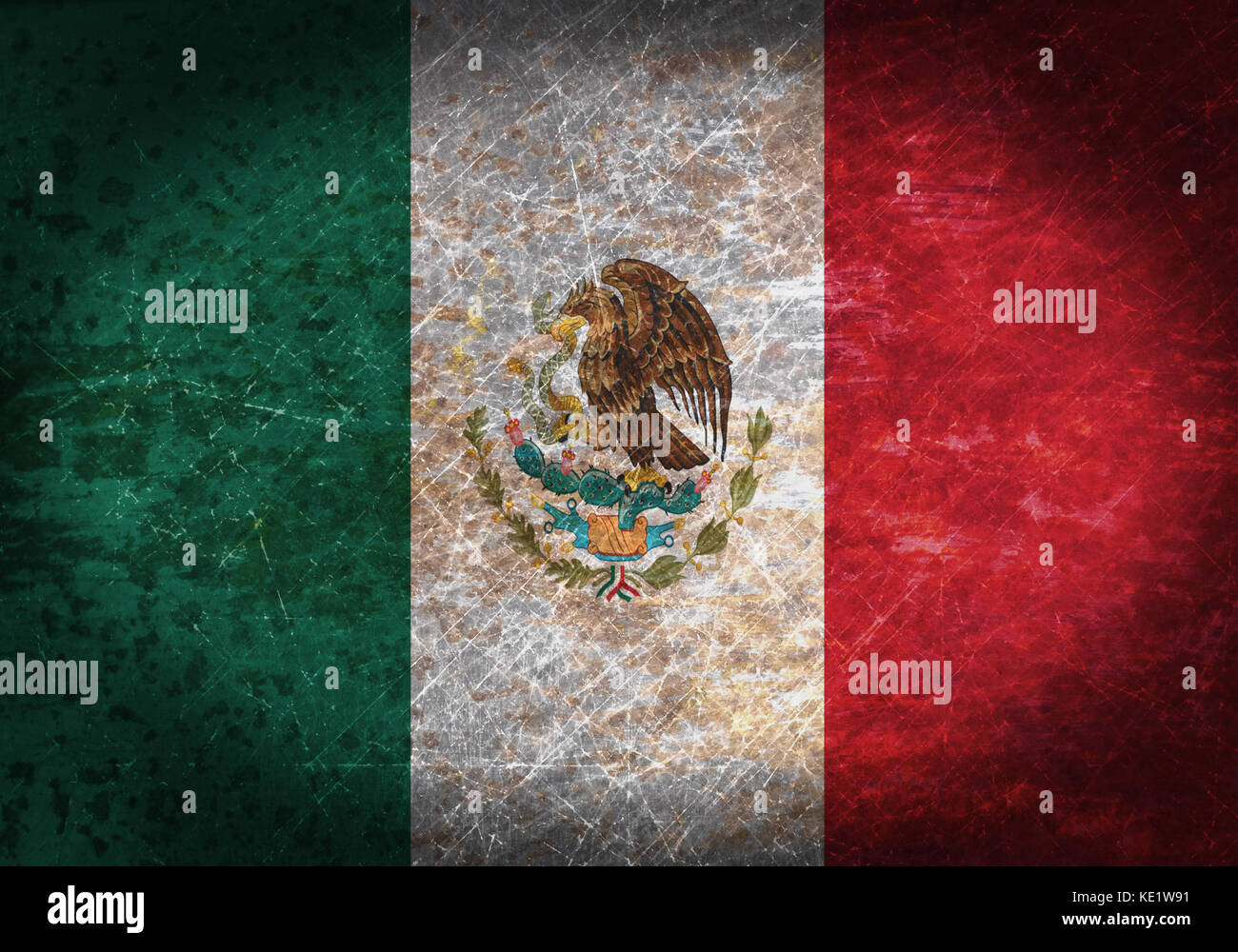 Old rusty metal sign with a flag - Mexico Stock Photo - Alamy