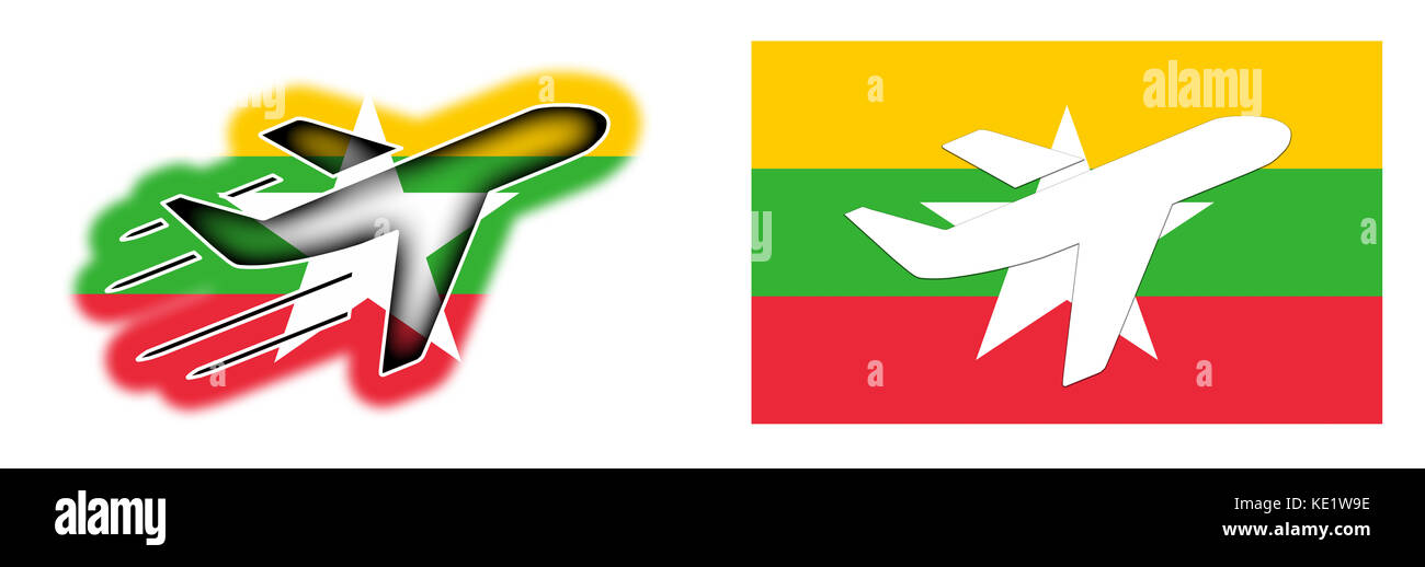 Nation flag - Airplane isolated on white - Myanmar Stock Photo - Alamy