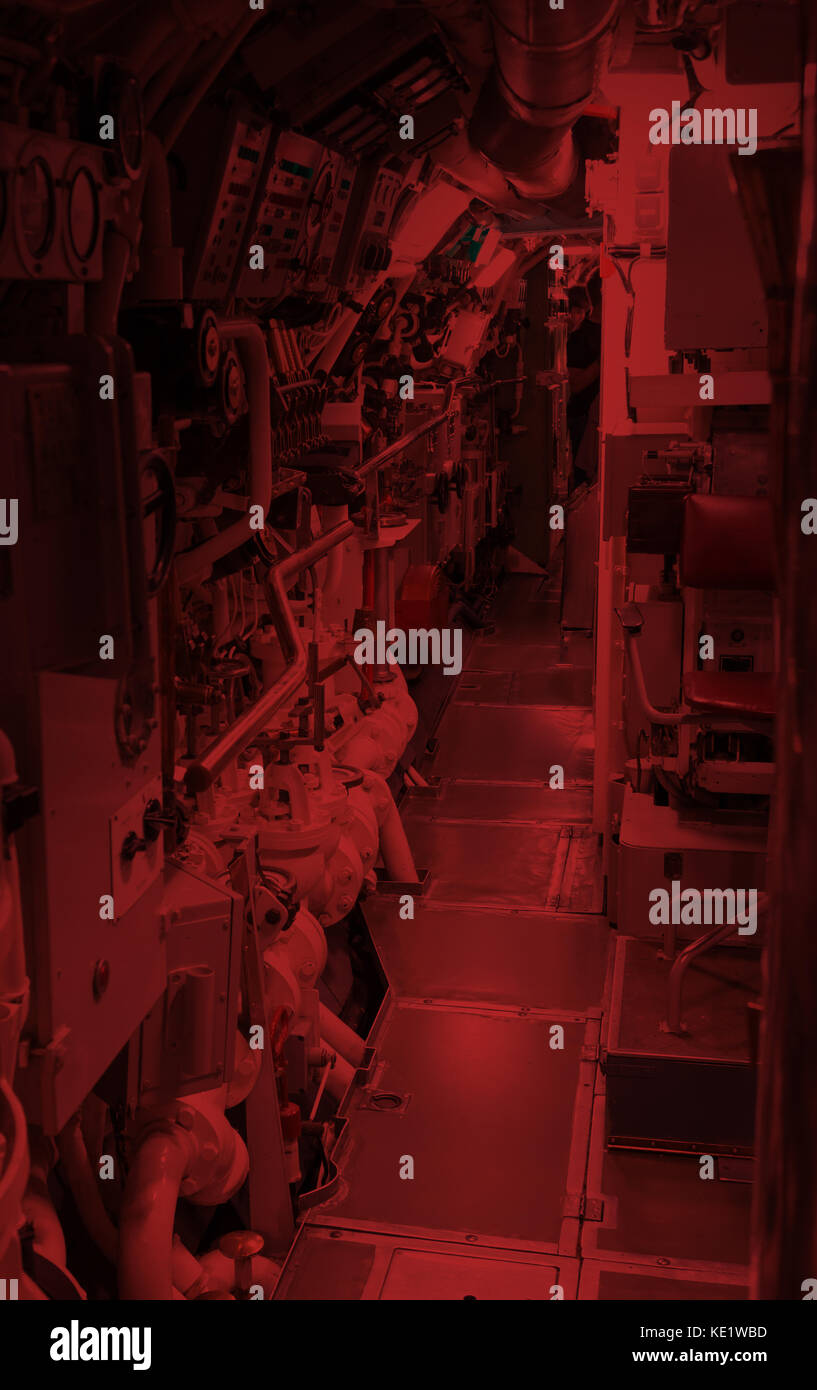 Interior of an old submarine - Limited space and lots of equipment ...