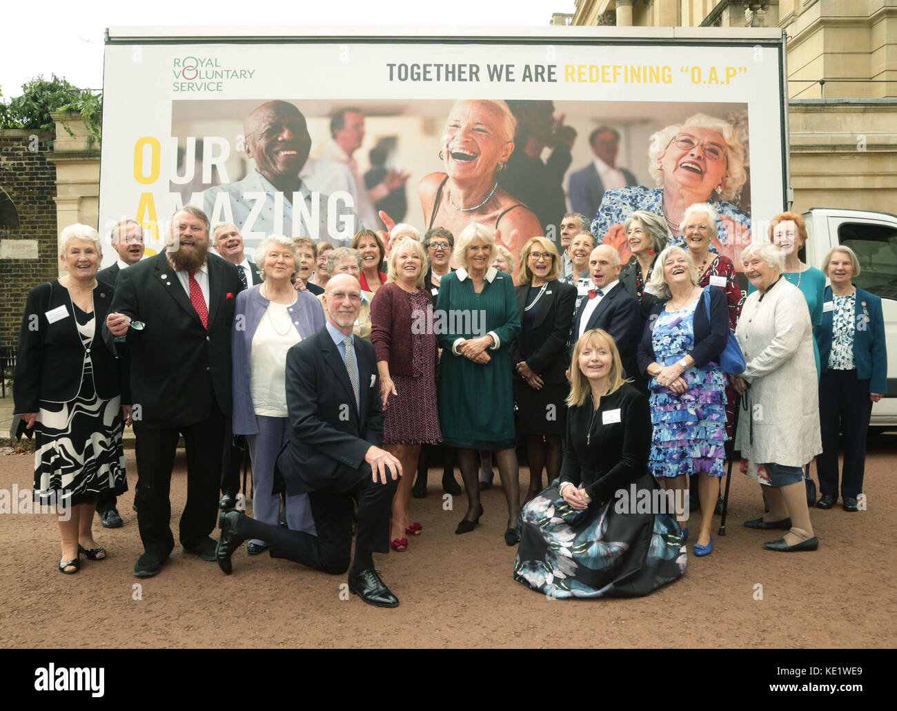 The Duchess of Cornwall (centre) poses for a group photograph with ...