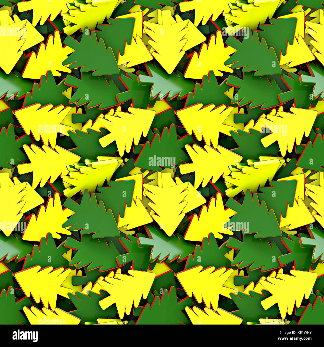 Seamless background of metallic Christmas trees, yellow and green ...
