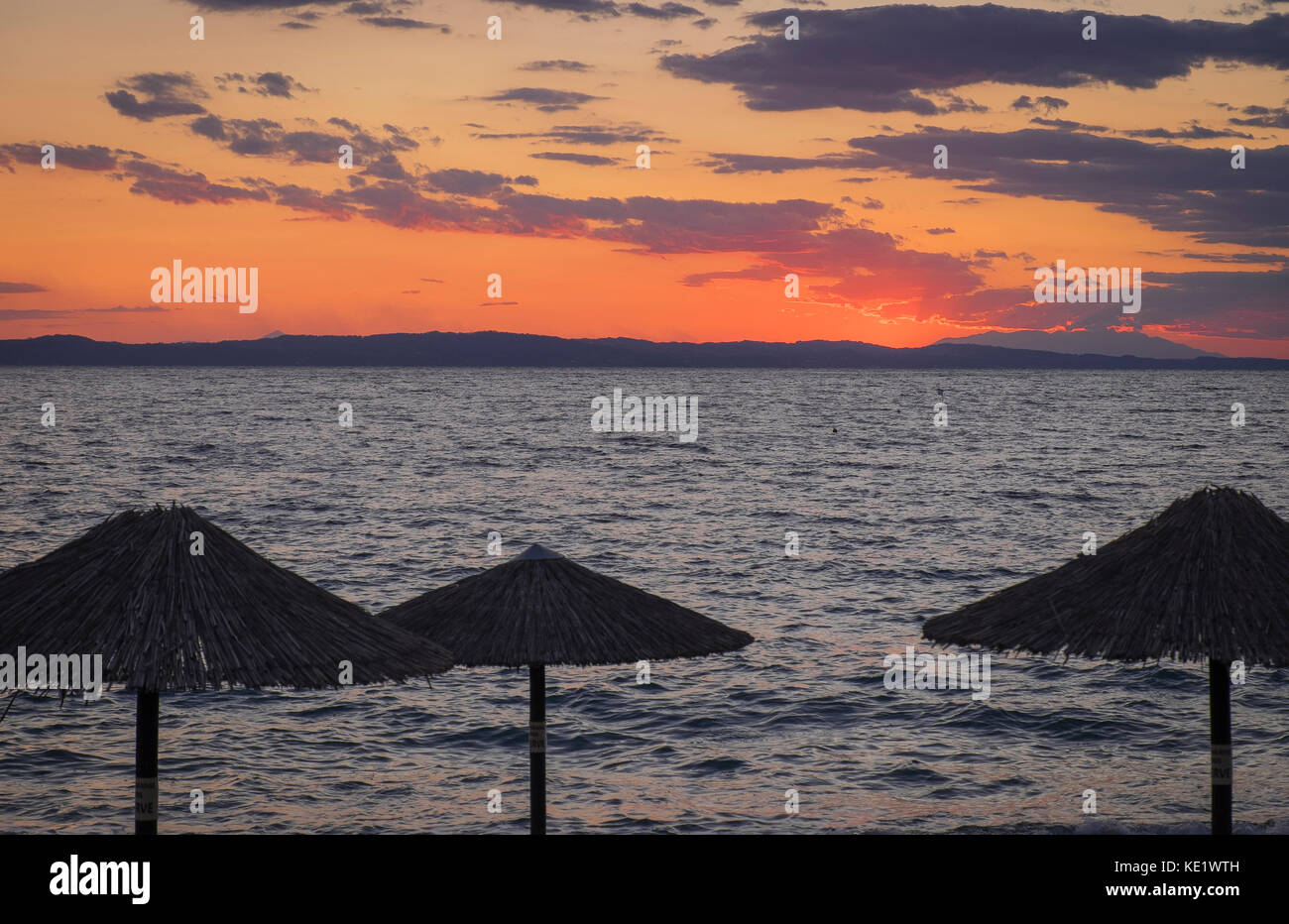 sunset on the beach,greece Stock Photo - Alamy