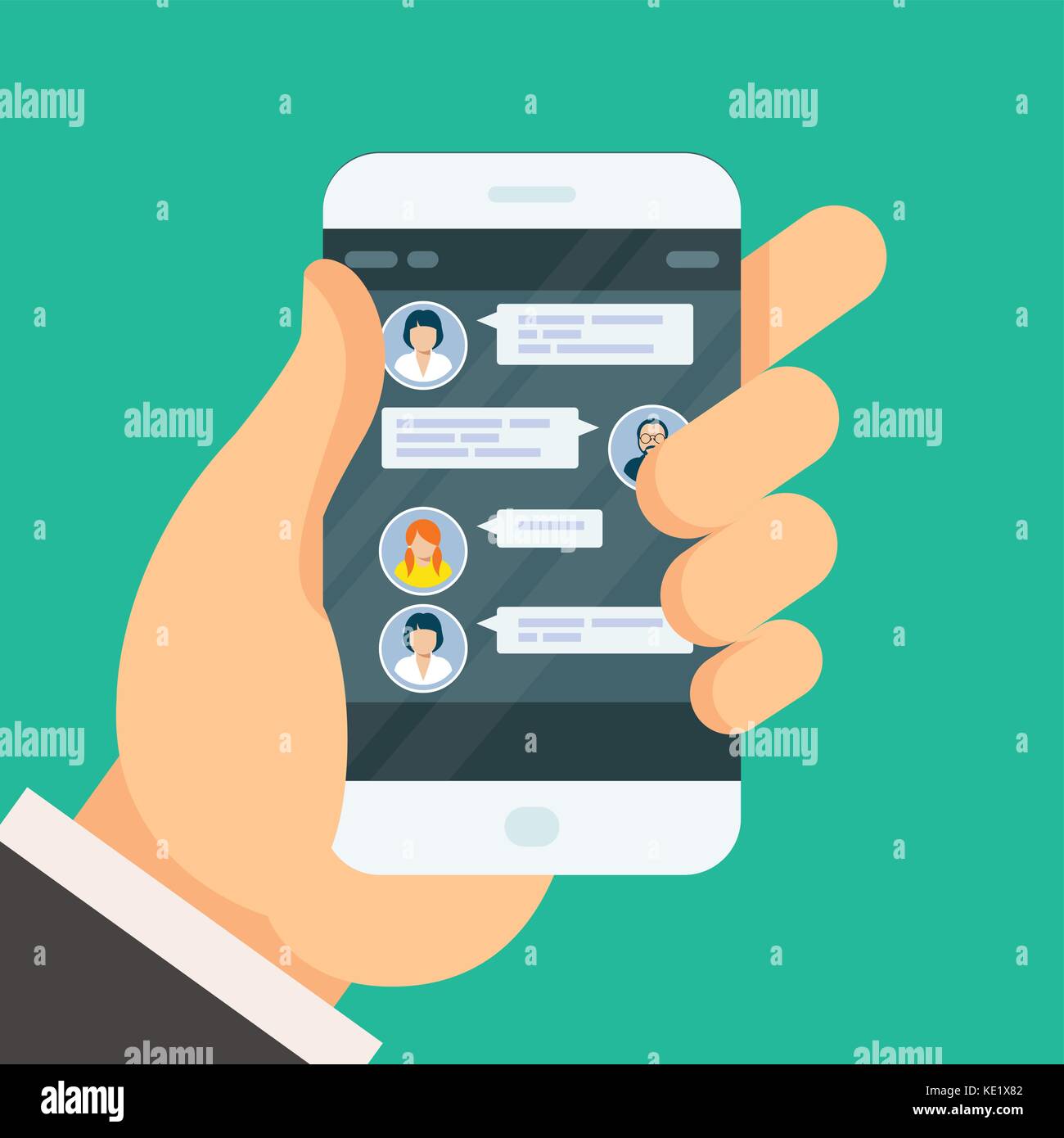 Chat conversation on smartphone screen - texting Stock Vector Image ...