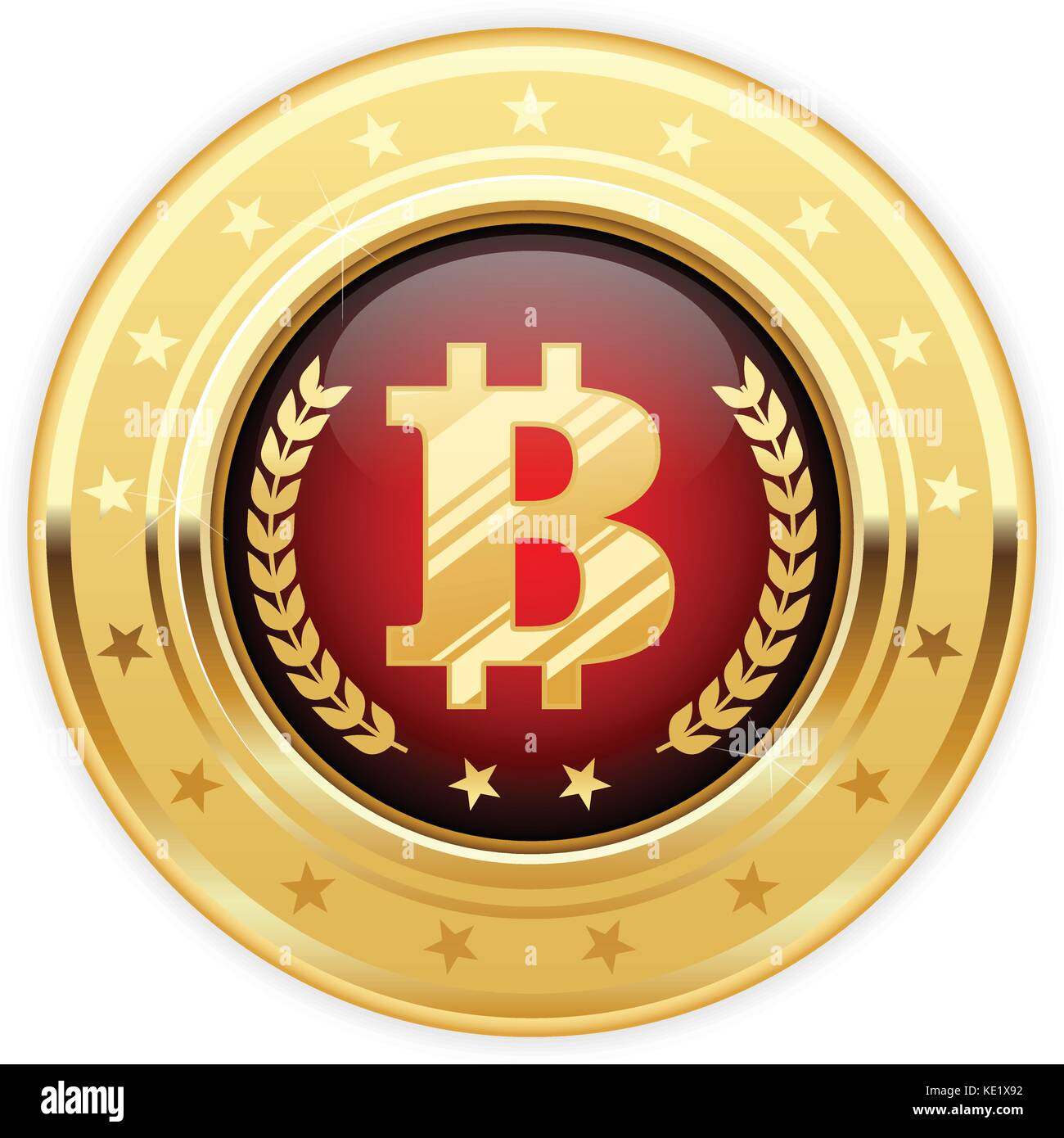 Golden bitcoin token on Stock Vector Images - Alamy