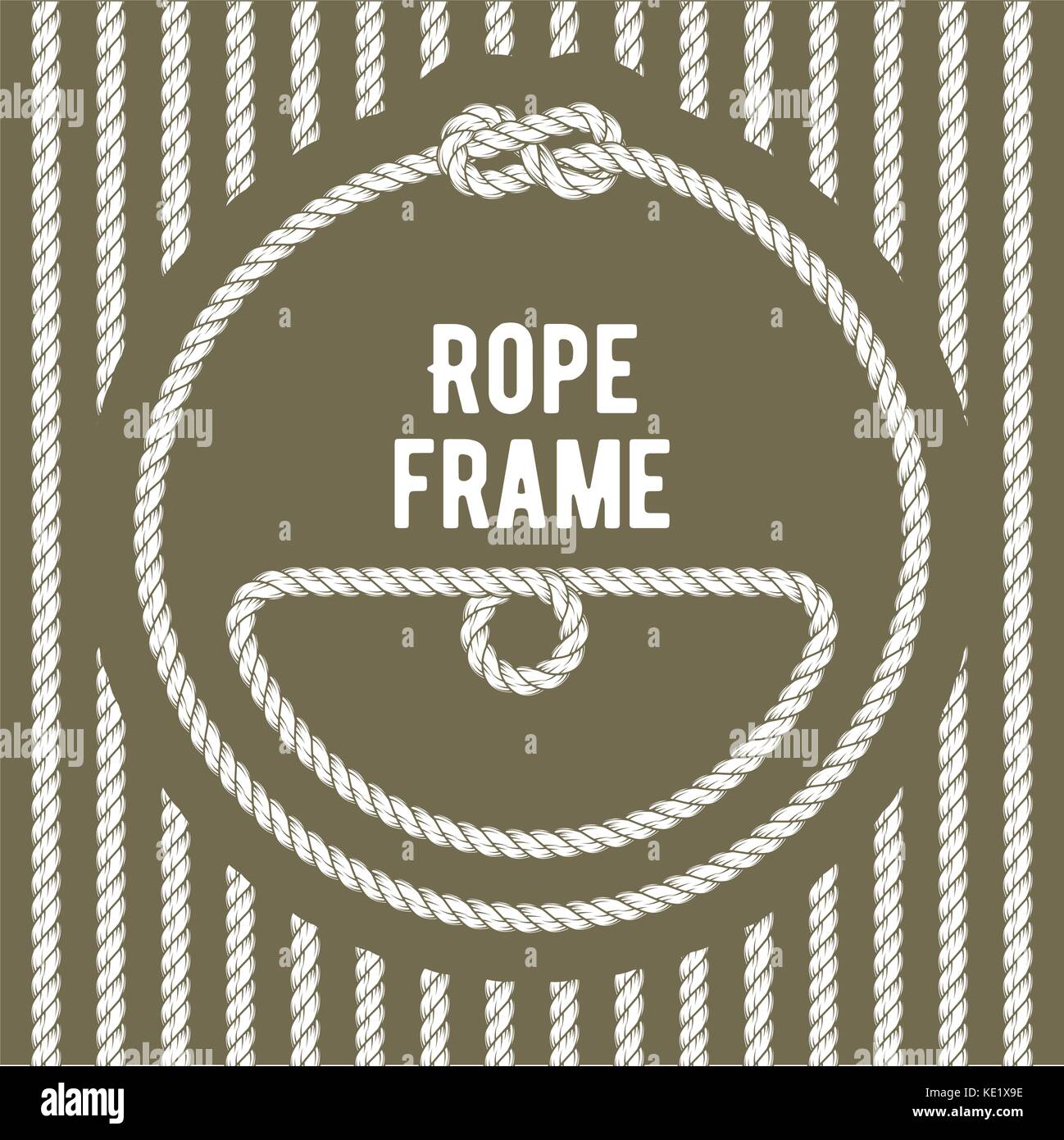Retro round rope frame with knot on stripy background Stock Vector ...