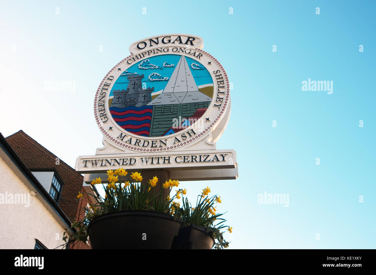 Chipping Ongar, Town Sign High Street, Essex Stock Photo - Alamy