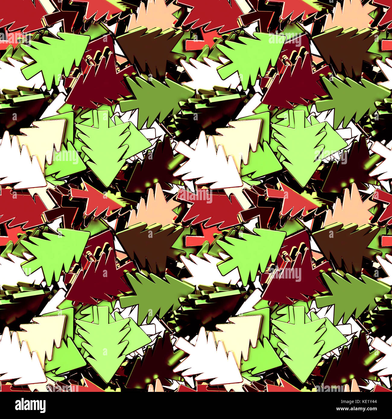 Seamless background of metallic Christmas trees, maroon, white and ...