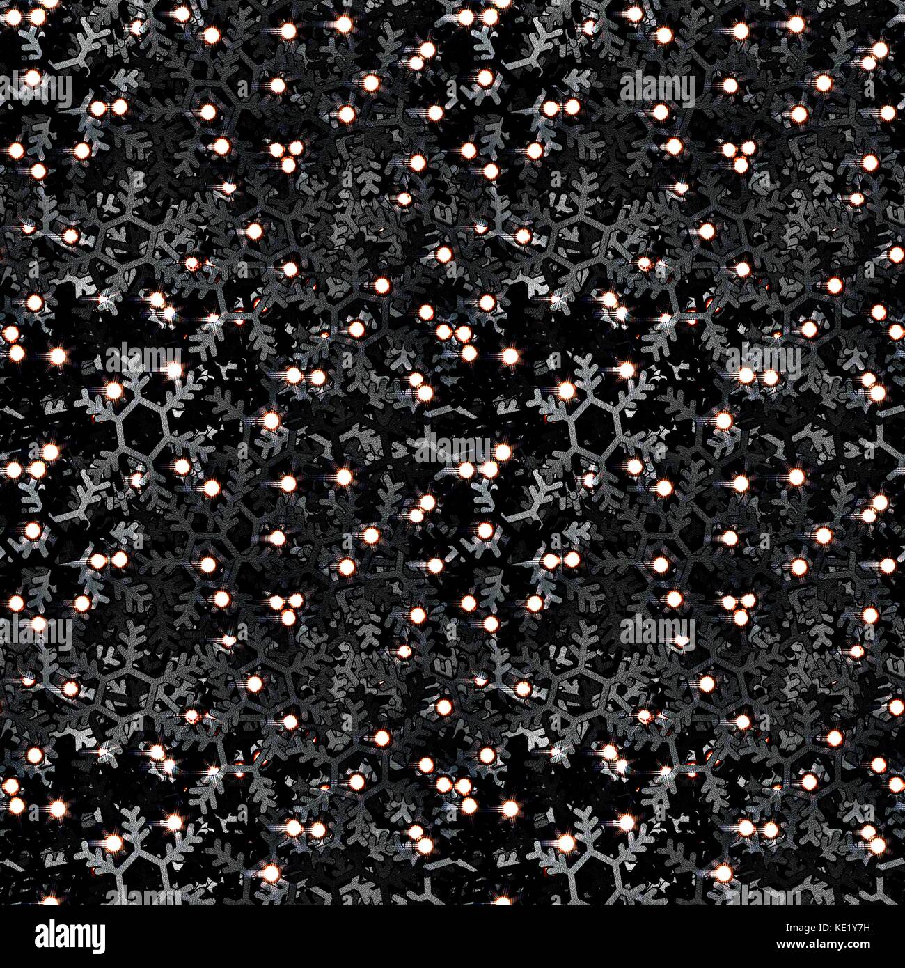 Seamless background of shiny golden spheres on black snowflakes Stock ...