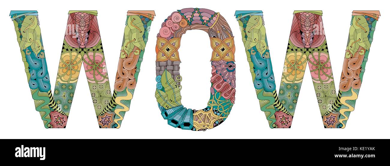 Word wow. Vector decorative zentangle object Stock Vector Image & Art ...