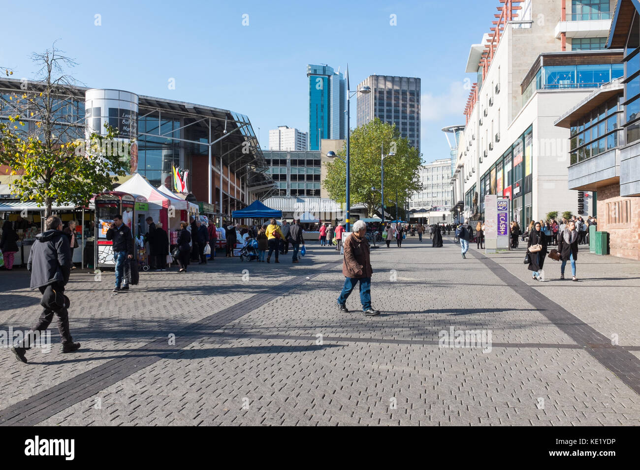 Shoppers walking along Edgbaston Street in Birmingham which runs ...