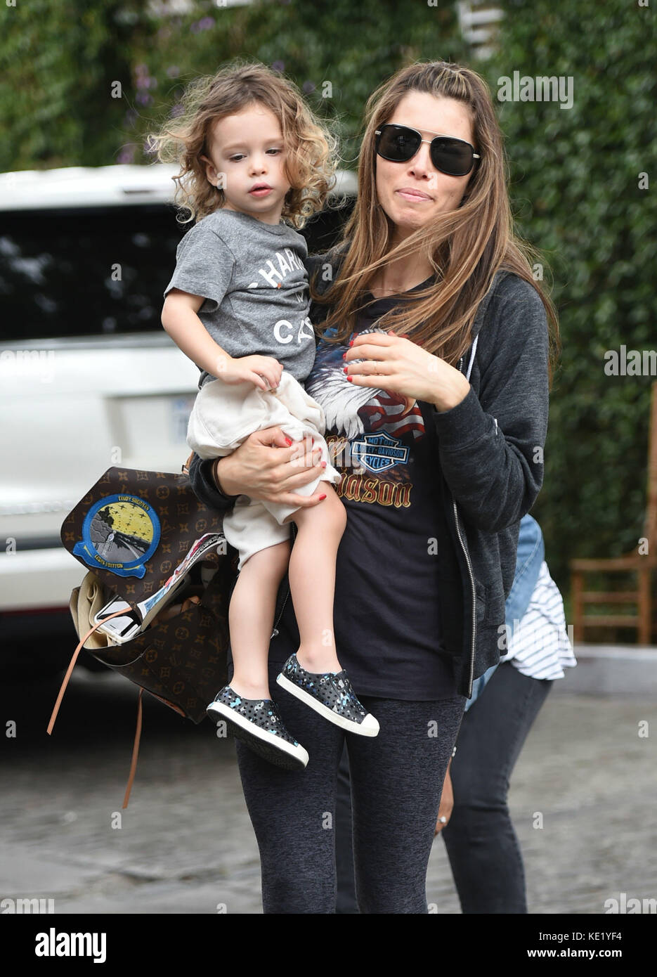 Jessica Biel out and about with her son Silas Randall Timberlake ...