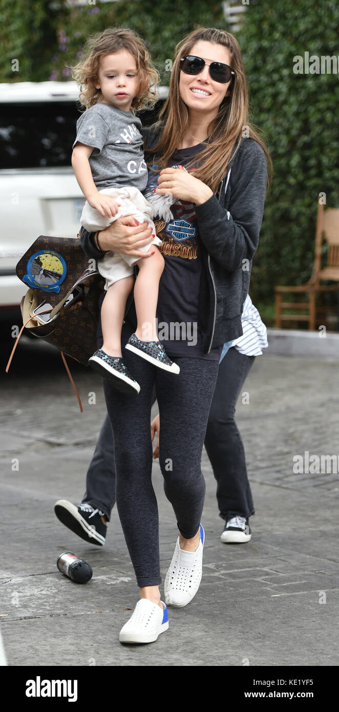 Jessica Biel out and about with her son Silas Randall Timberlake ...