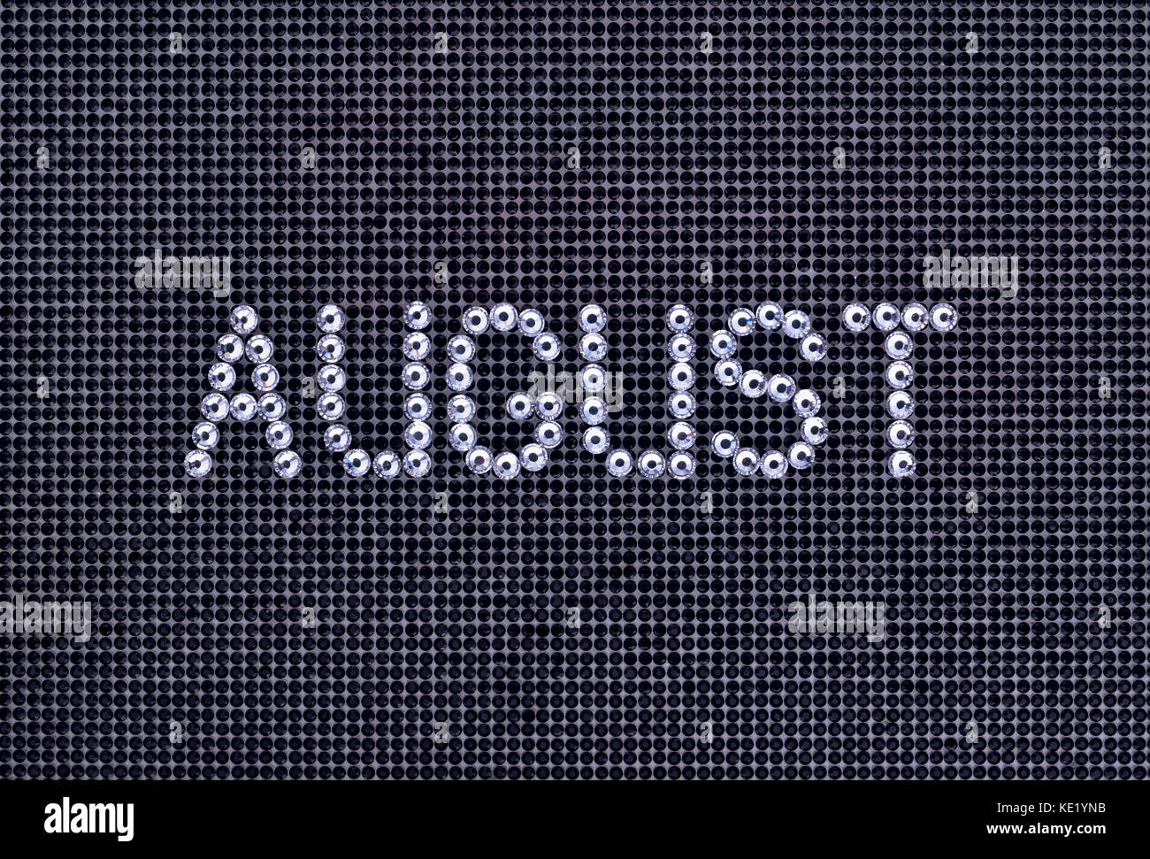 Month AUGUST is made rhinestones crystal color on a black canvas ...