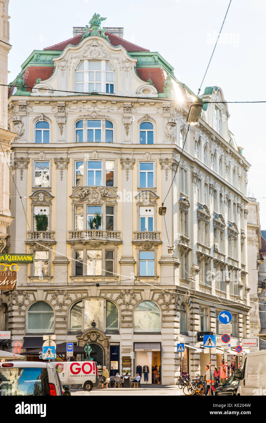 VIENNA, AUSTRIA - AUGUST 29: Historic house facade in the center of ...