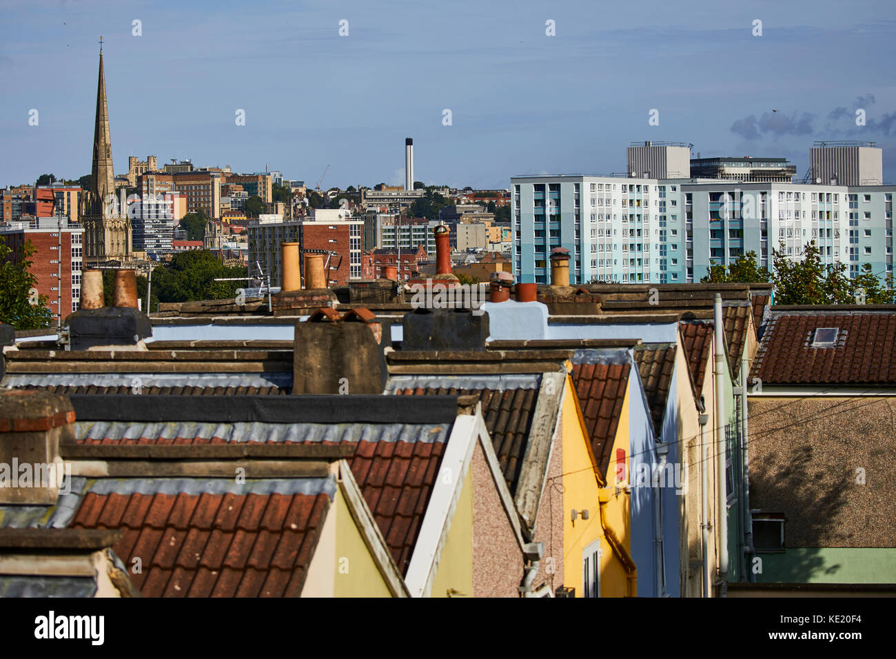 view from Richmond St terraced Victorian housing on steep streets at ...