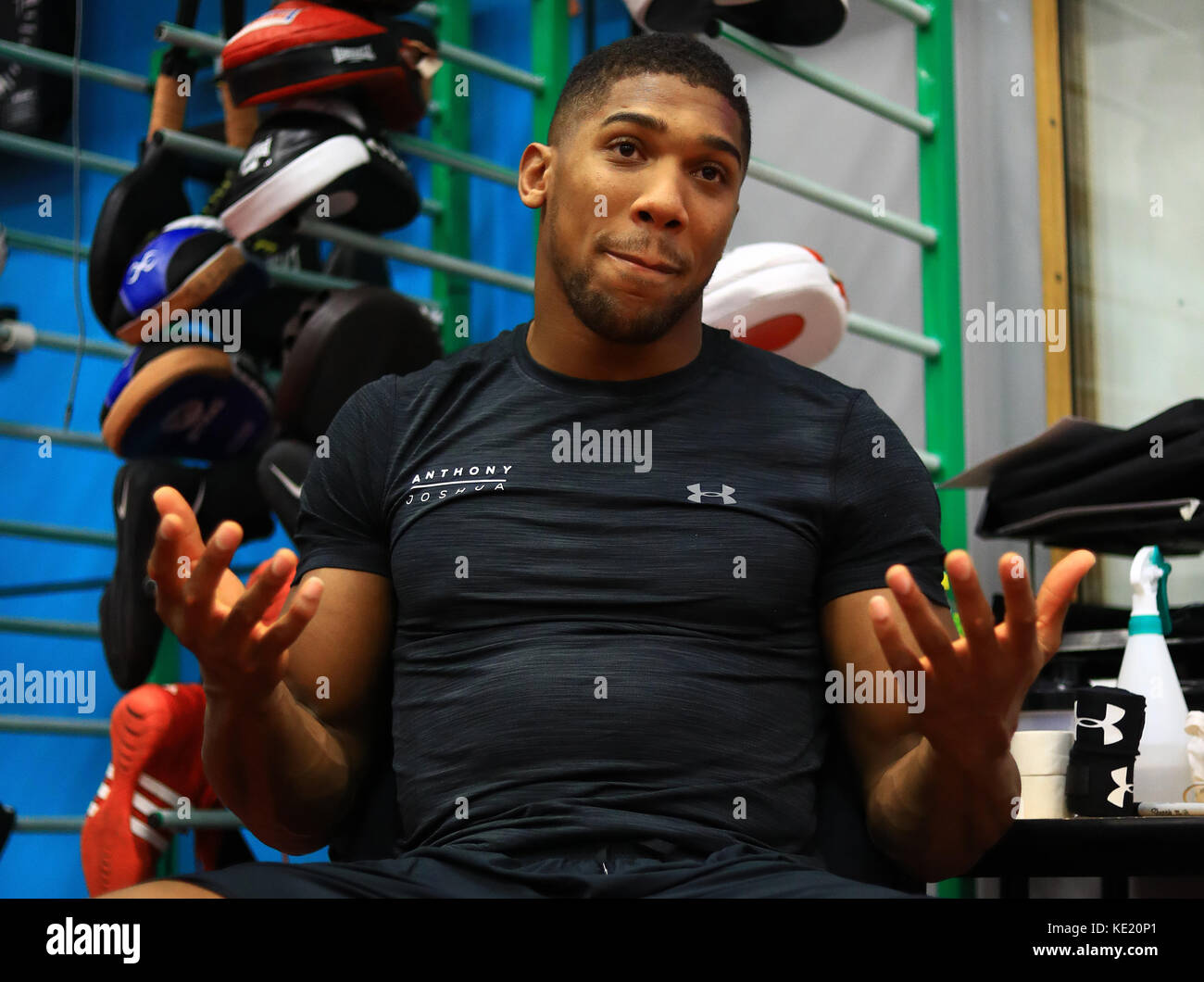Anthony Joshua during a media session at the English Institute of Sport ...