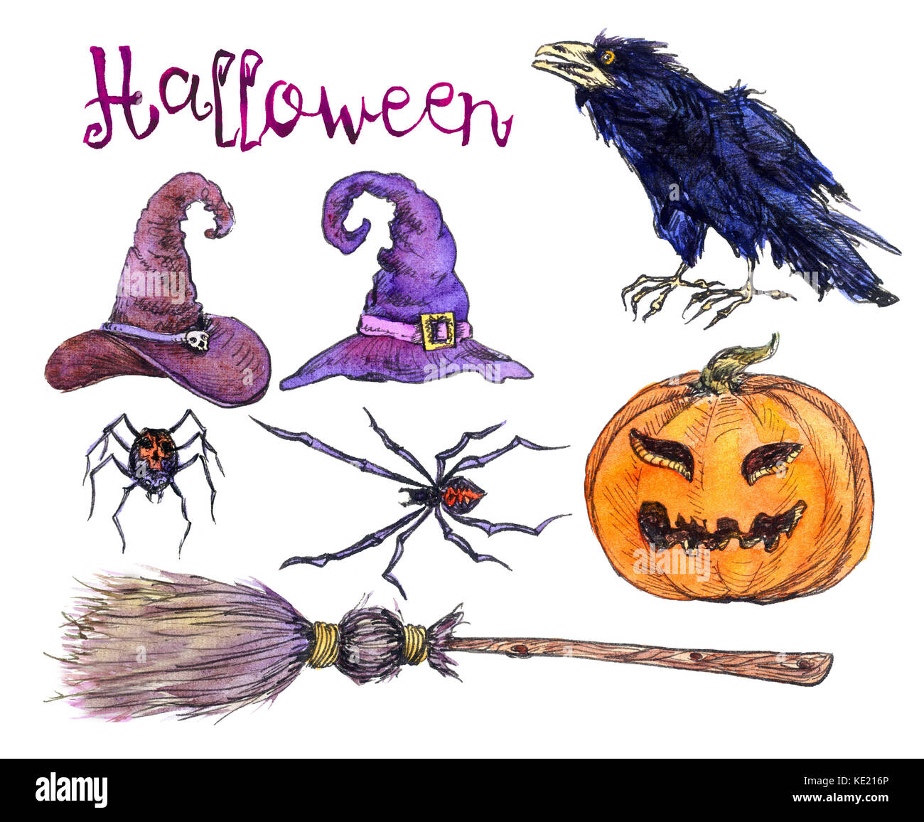 Cartoon scary black spiders set hi-res stock photography and images - Alamy