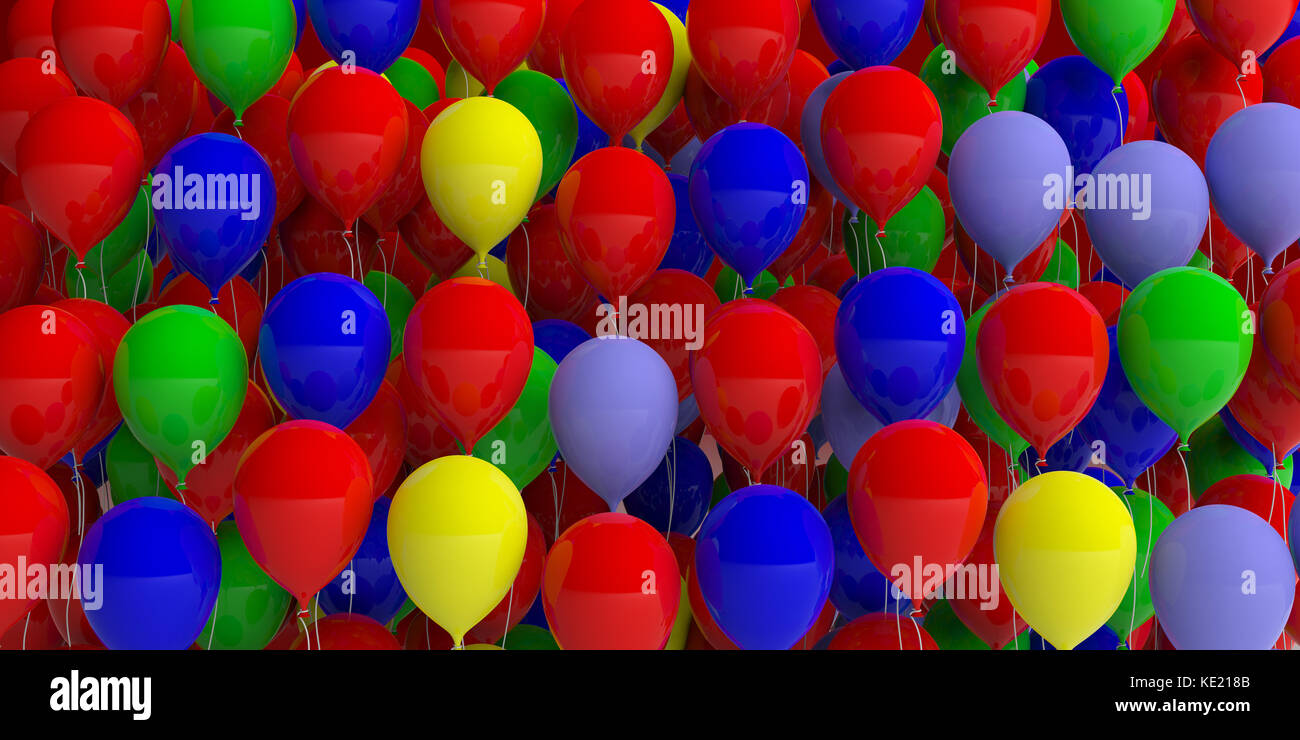 Group of colorful party balloons background. 3d illustration Stock ...