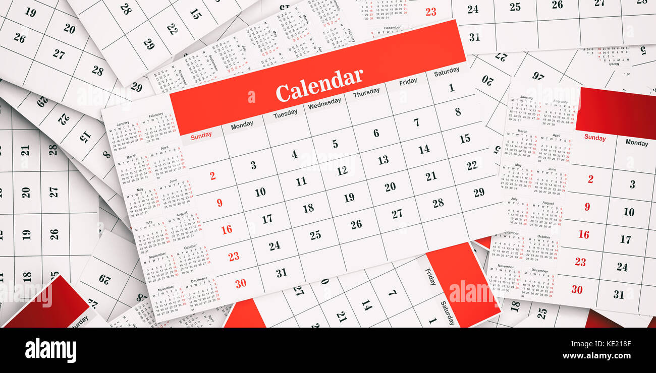 Calendar paper sheets full background. 3d illustration Stock Photo - Alamy