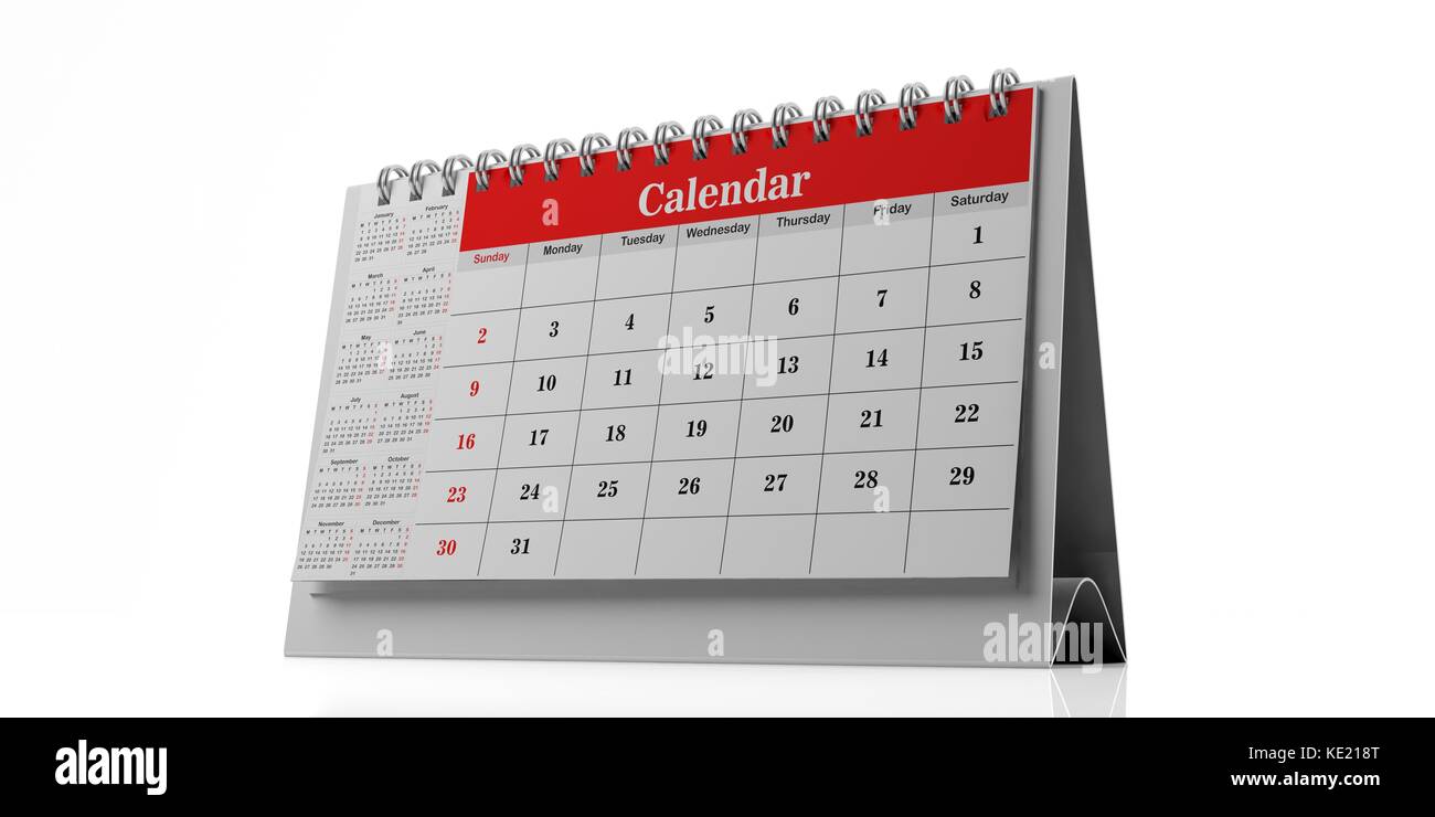 Desk calendar isolated on white background. 3d illustration Stock Photo ...