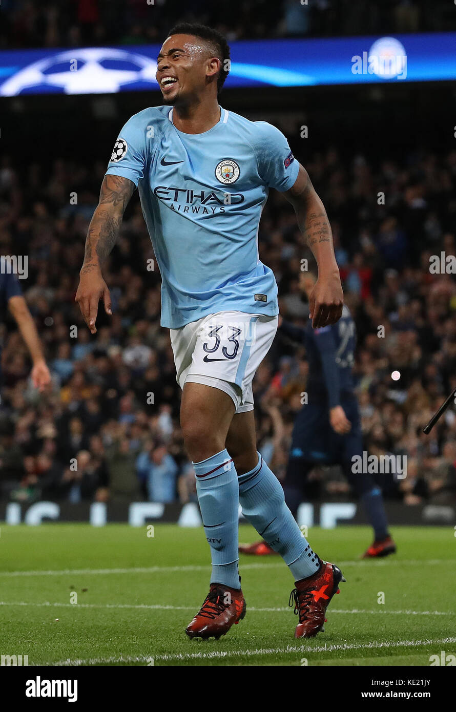 Manchester City's Gabriel Jesus celebrates scoring his side's second ...