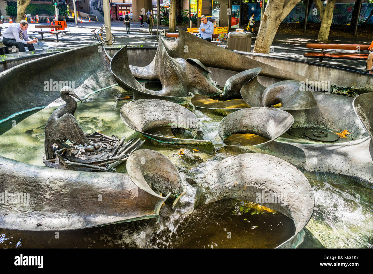 Australia, New South Wales, Sydney, detail of the Tank Stream Fountain ...