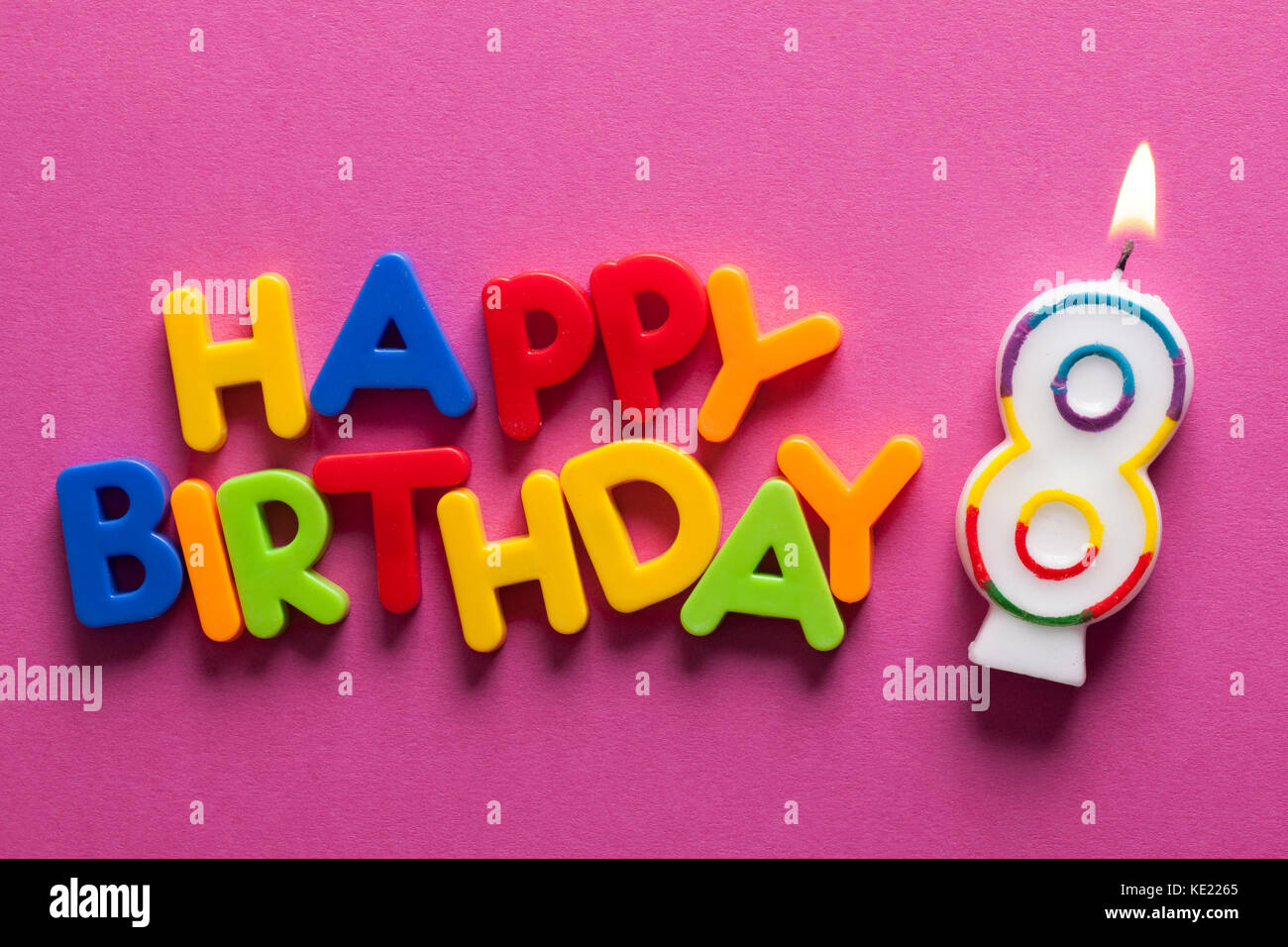 Number 8 happy birthday celebration candle Stock Photo - Alamy