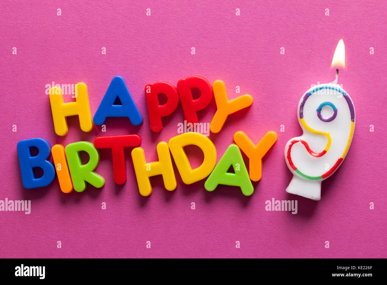 Number 9 happy birthday celebration candle Stock Photo - Alamy