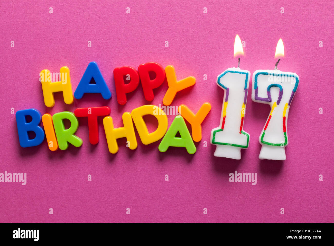 Number 17 happy birthday celebration candle Stock Photo - Alamy