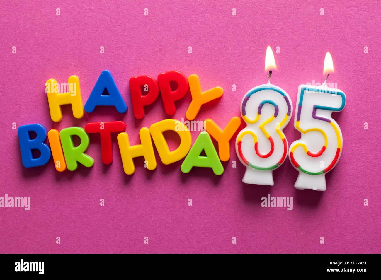 Number 35 happy birthday celebration candle Stock Photo - Alamy