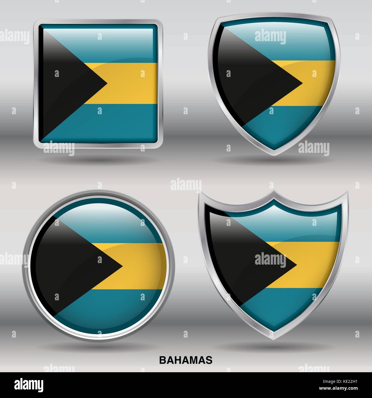 Bahamas Flag - 4 shapes Flags States Country in the World with clipping ...