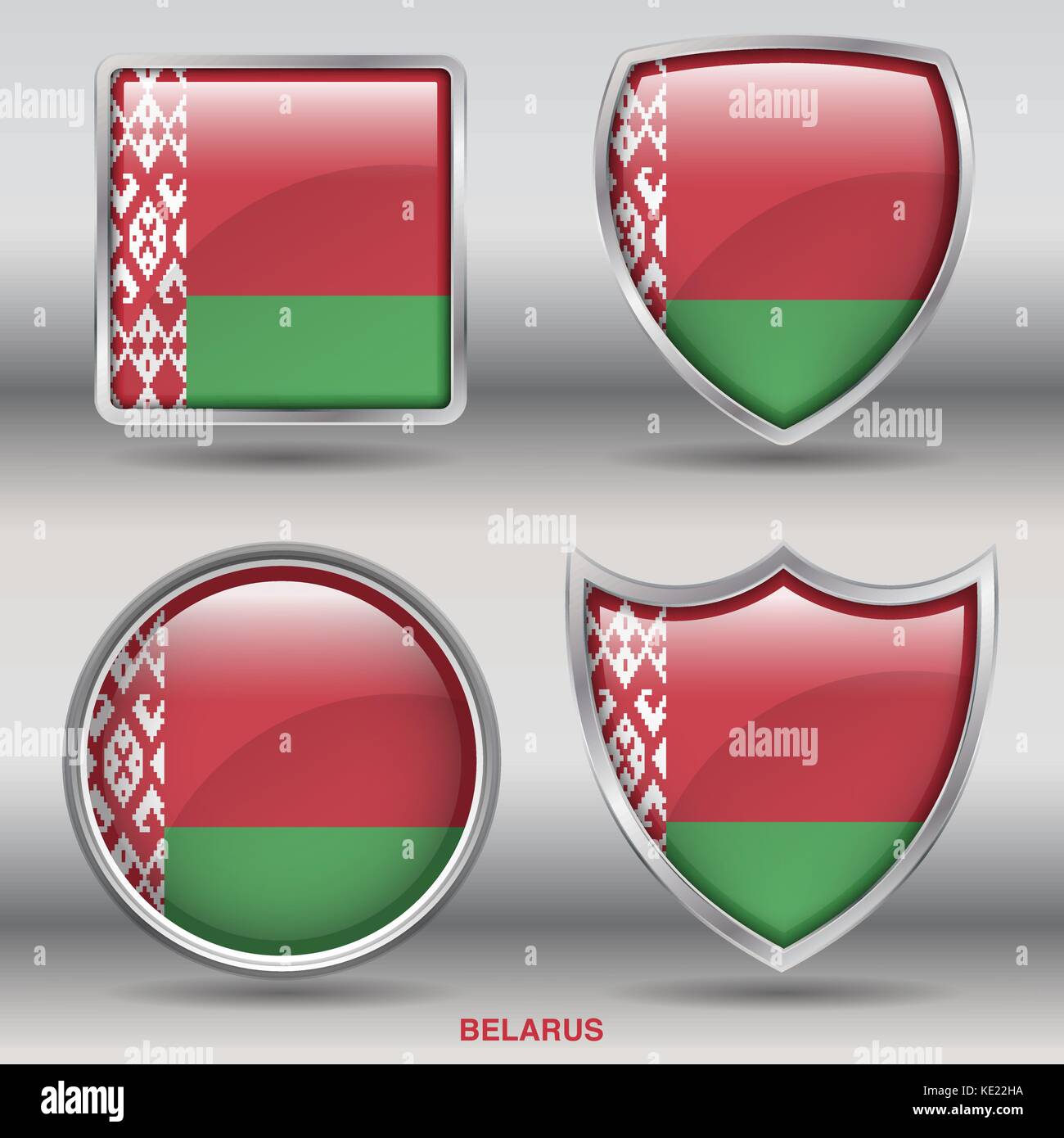 Belarus Flag 4 Shapes Flags States Country In The World With Clipping