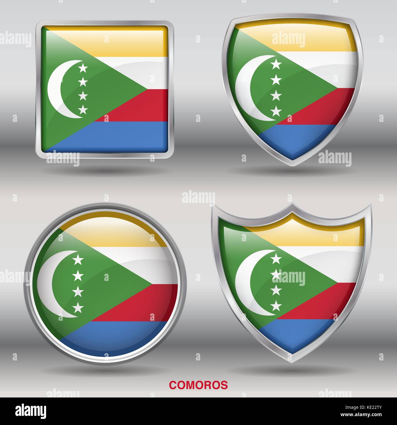 Comoros Flag - 4 shapes Flags States Country in the World with clipping ...