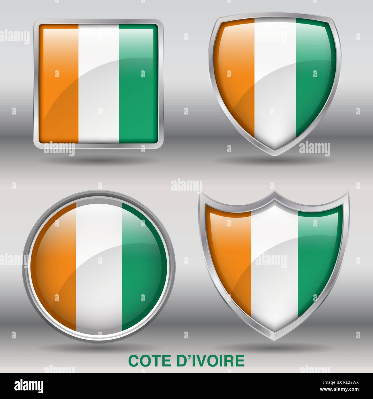 Cote D'Ivoire Flag - 4 shapes Flags States Country in the World with ...
