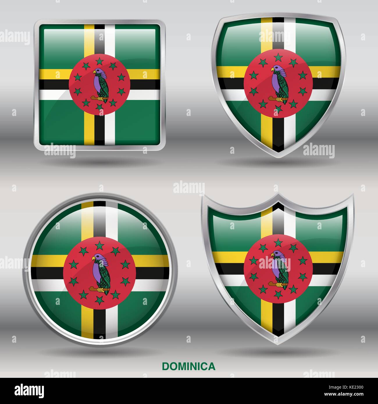 Dominica Flag - 4 shapes Flags States Country in the World with ...
