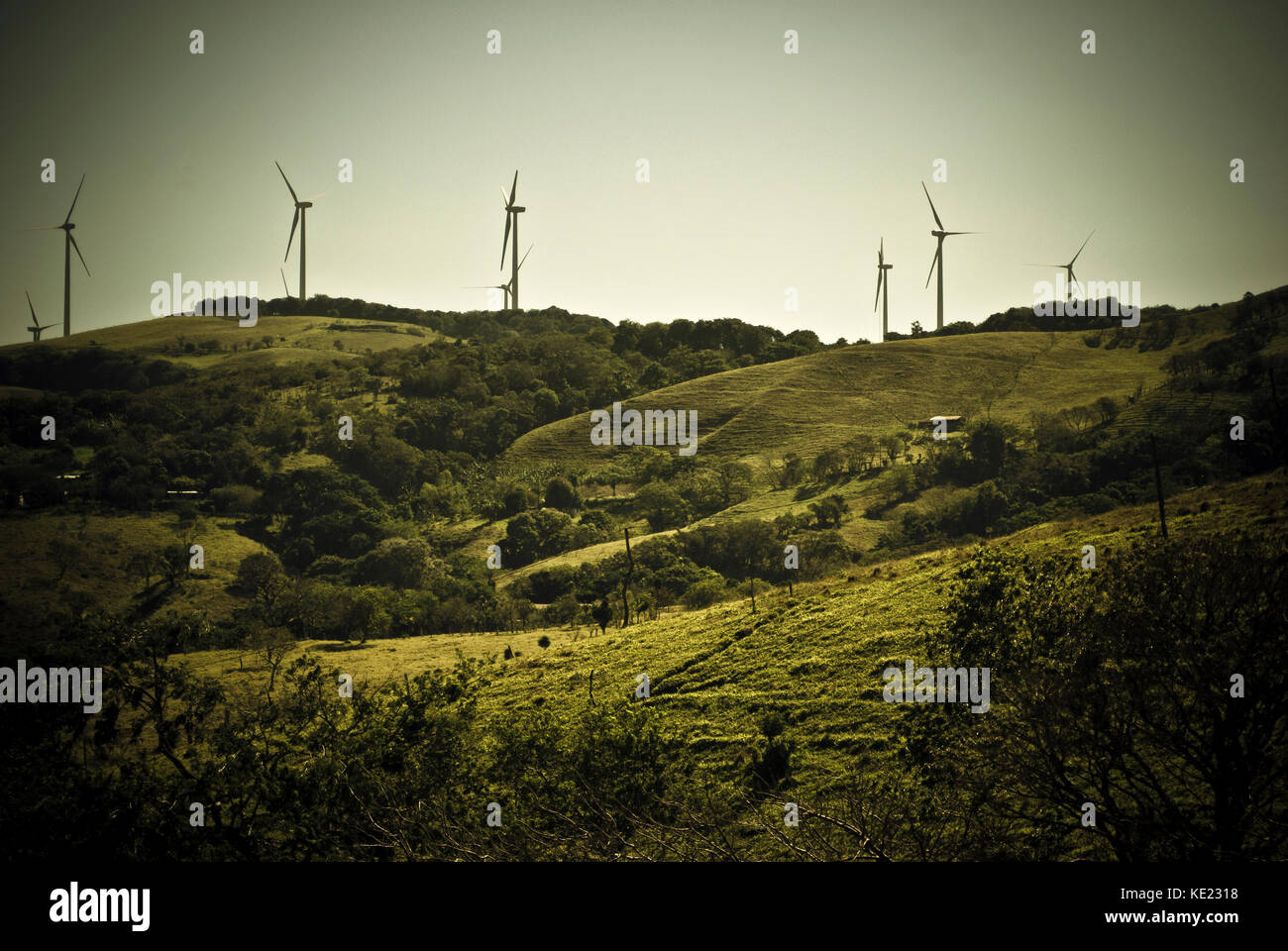 Windmill farm in Monteverde Puntarenas Costa Rica Stock Photo - Alamy