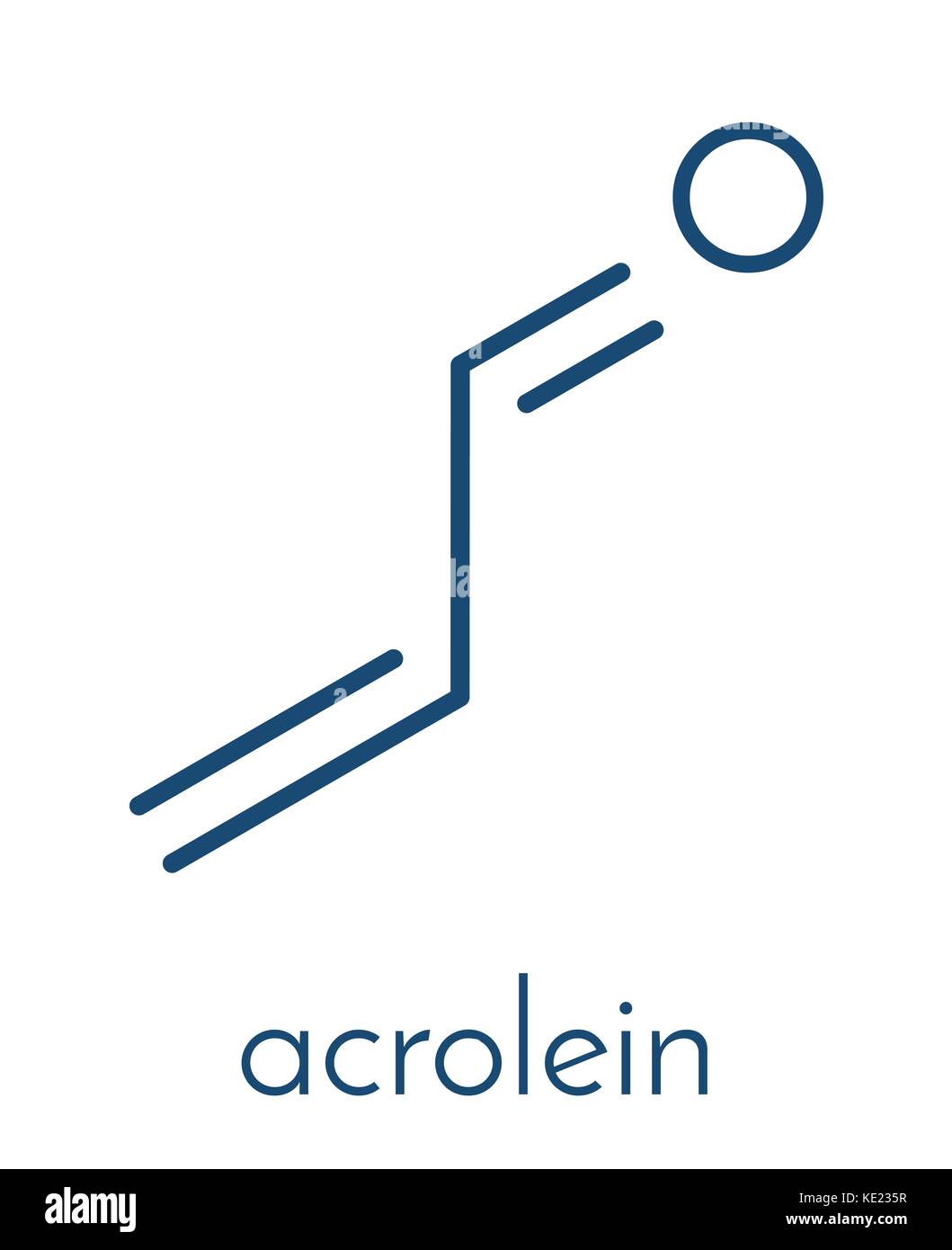 Acrolein (propenal) molecule. Toxic molecule that is formed when fat or ...