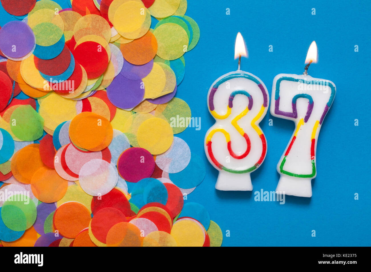 Birthday candle number 37 flame hi-res stock photography and images - Alamy