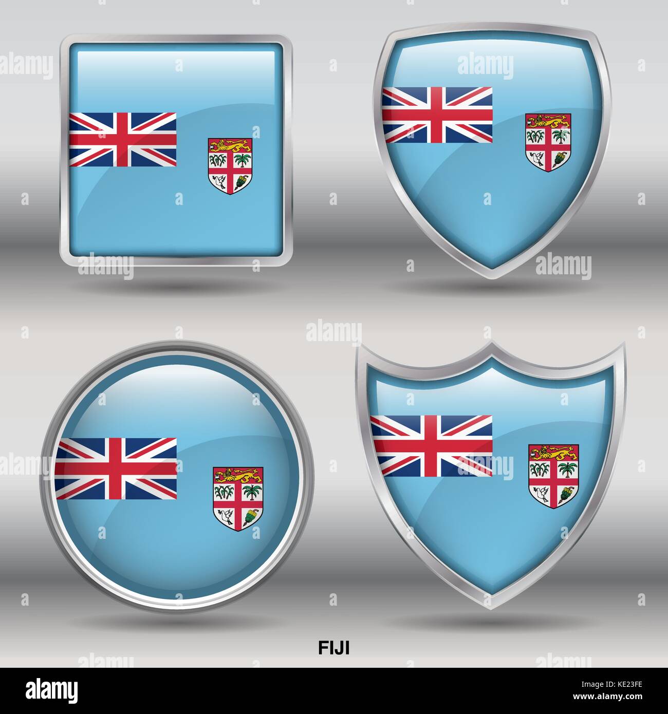 Fiji Flag 4 Shapes Flags States Country In The World With Clipping