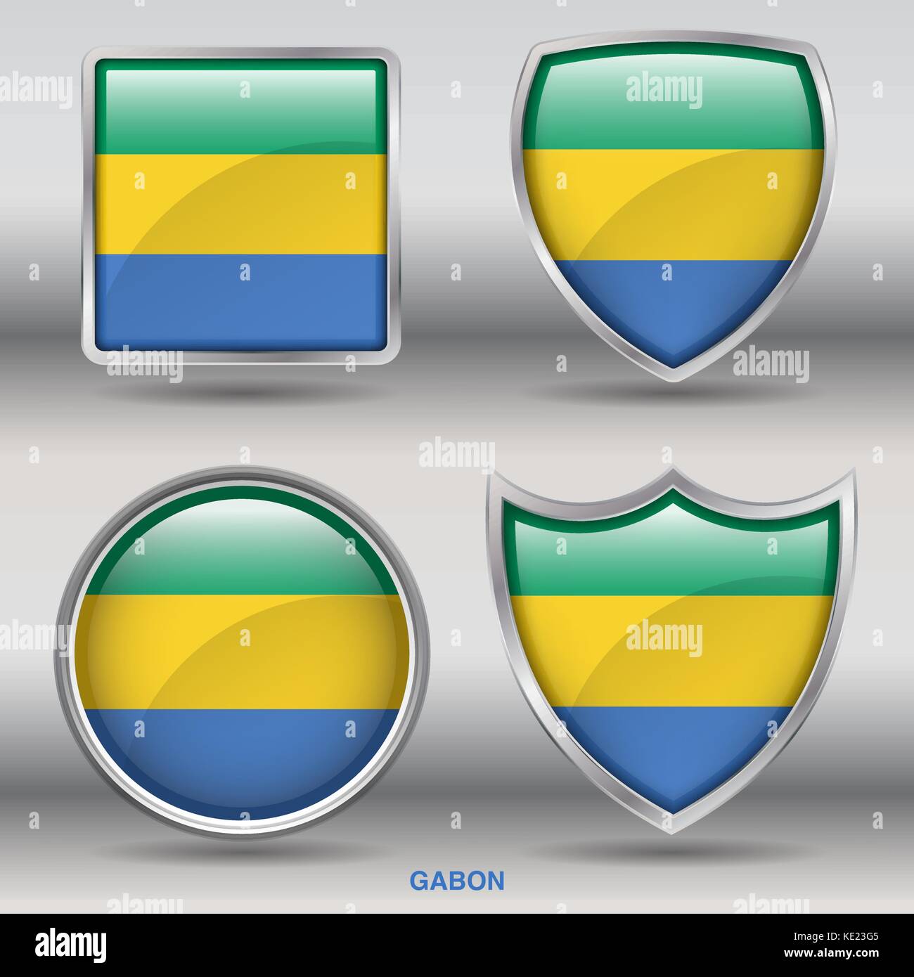 Gabon Flag - 4 shapes Flags States Country in the World with clipping ...