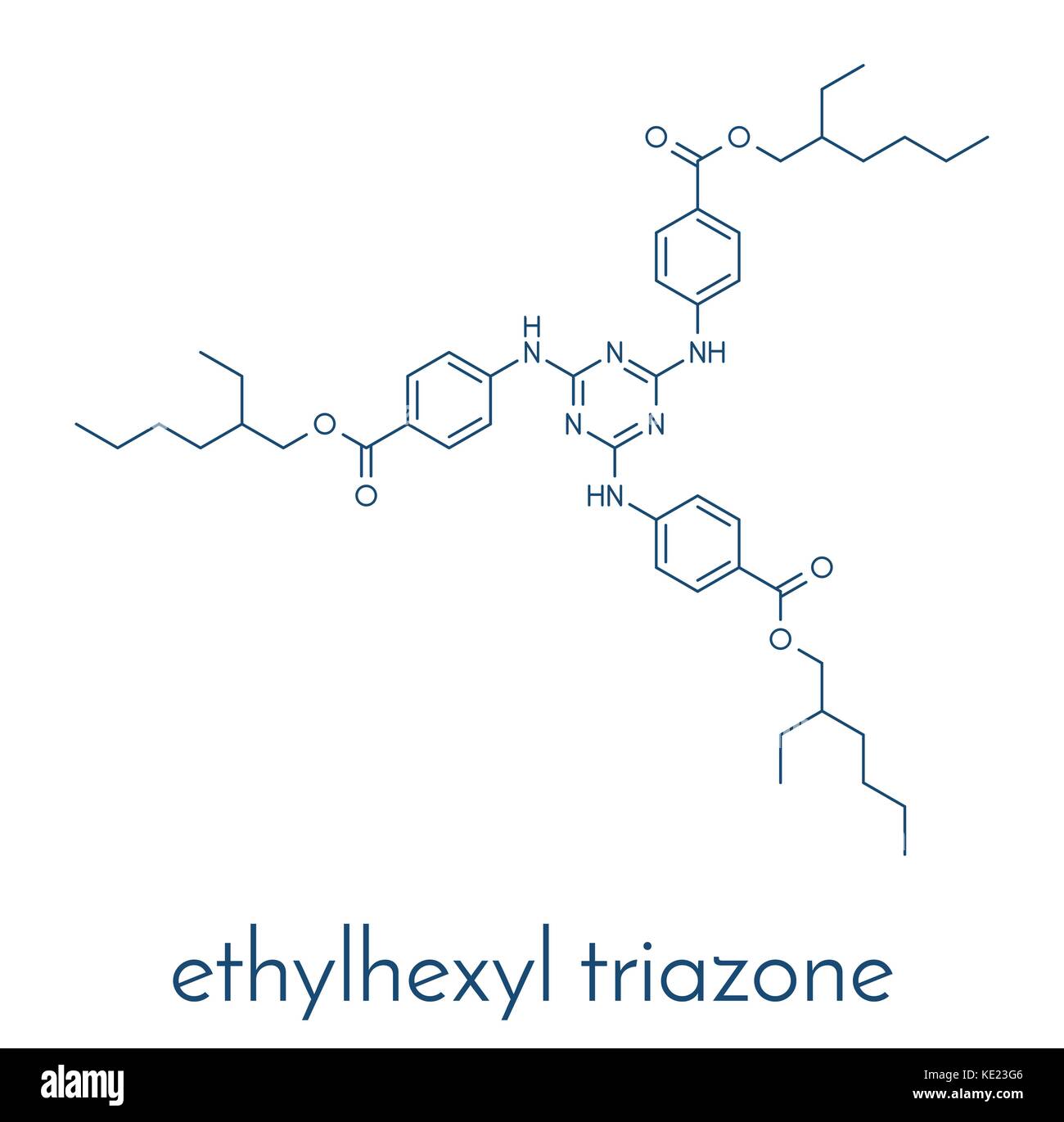 Ethylhexyl triazone sunscreen molecule (UV filter). Skeletal formula Stock Vector Image & Art ...