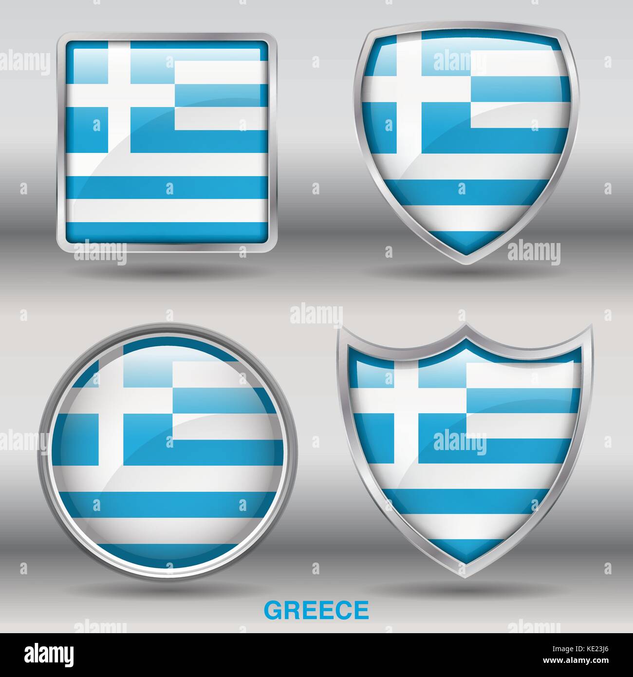 Greece Flag 4 Shapes Flags States Country In The World With Clipping