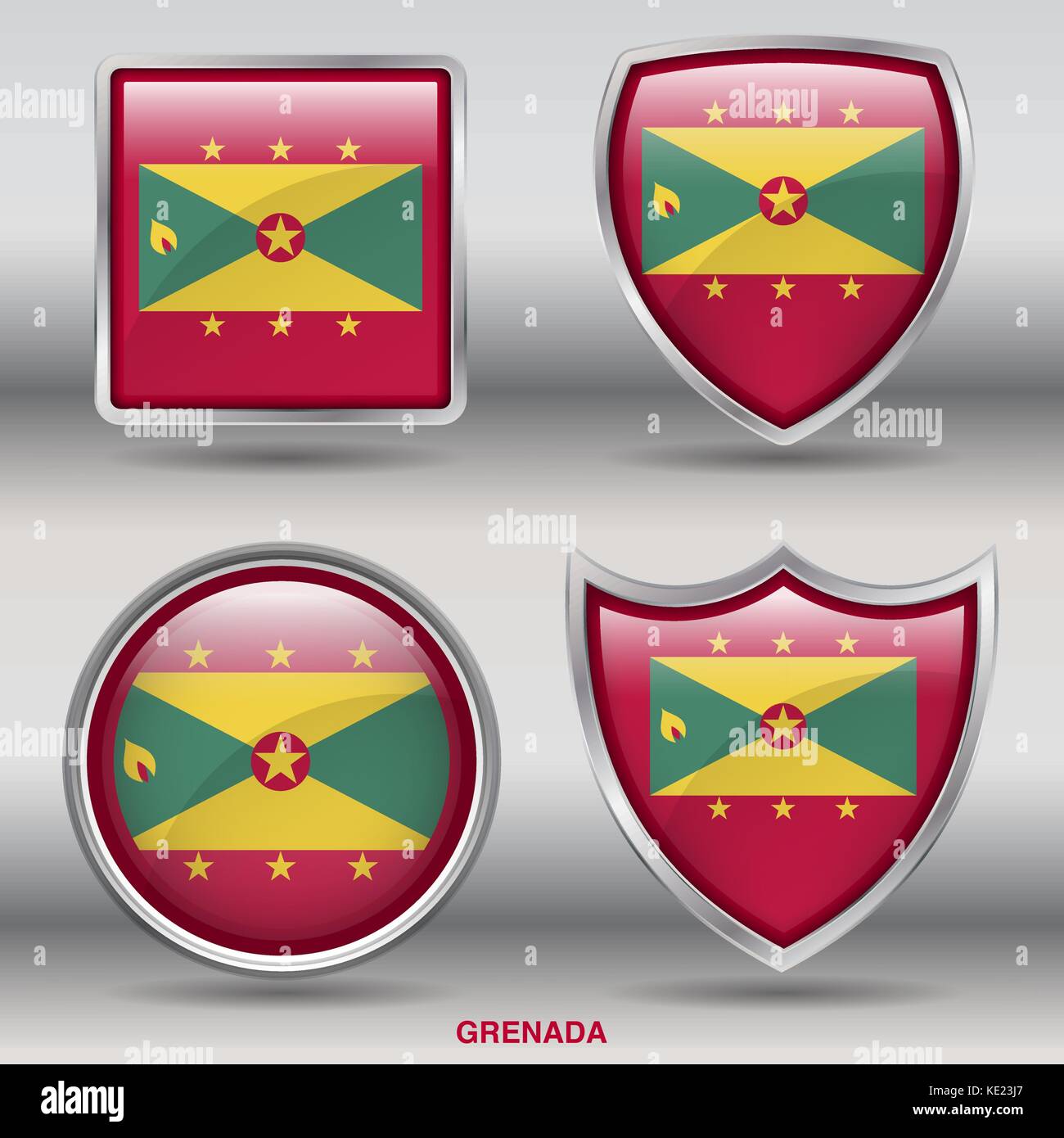 Grenada Flag 4 Shapes Flags States Country In The World With Clipping