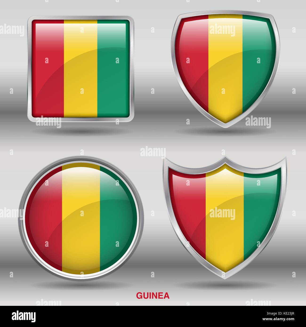 Guinea Flag - 4 shapes Flags States Country in the World with clipping ...