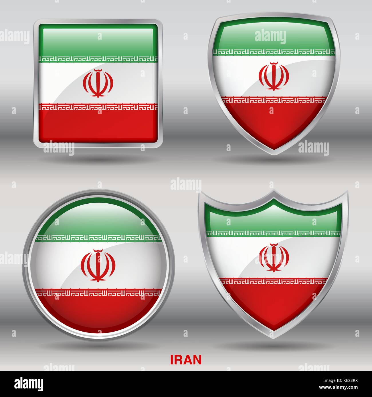 Iran Flag - 4 shapes Flags States Country in the World with clipping ...
