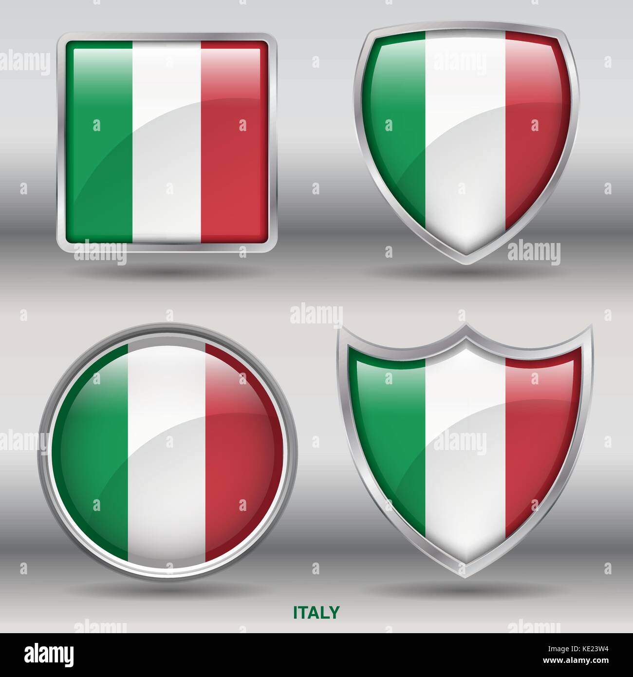Italy Flag - 4 shapes Flags States Country in the World with clipping ...