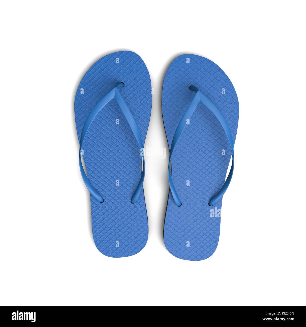 Blue flip flop sandals on a white background. 3D Rendering Stock Photo ...