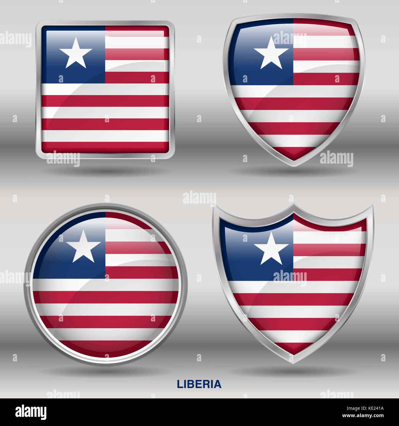 Liberia Flag 4 Shapes Flags States Country In The World With Clipping